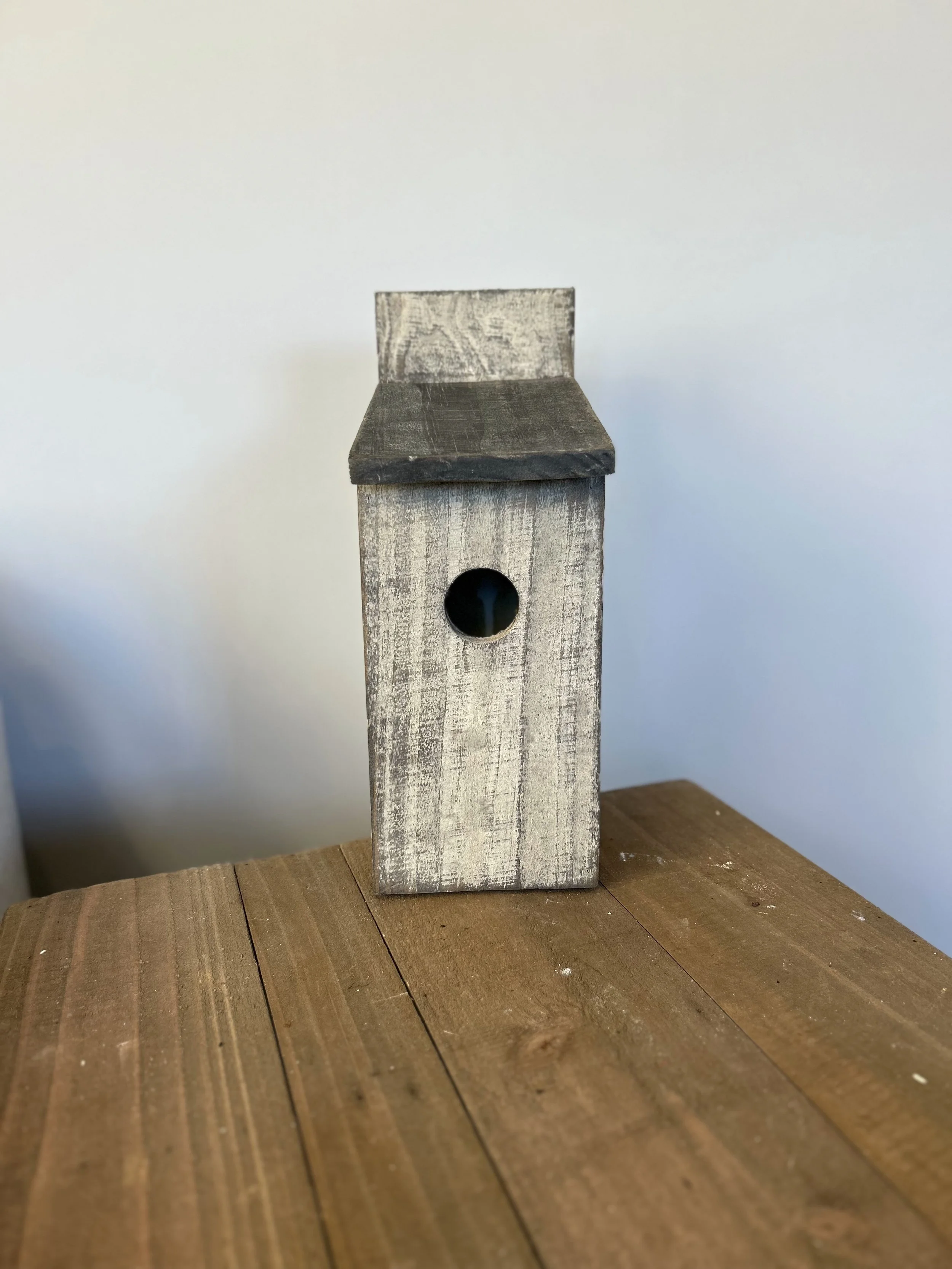 Wooden Rustic Birdhouse Red White Blue Stripes Mounted Option — Rustic ...