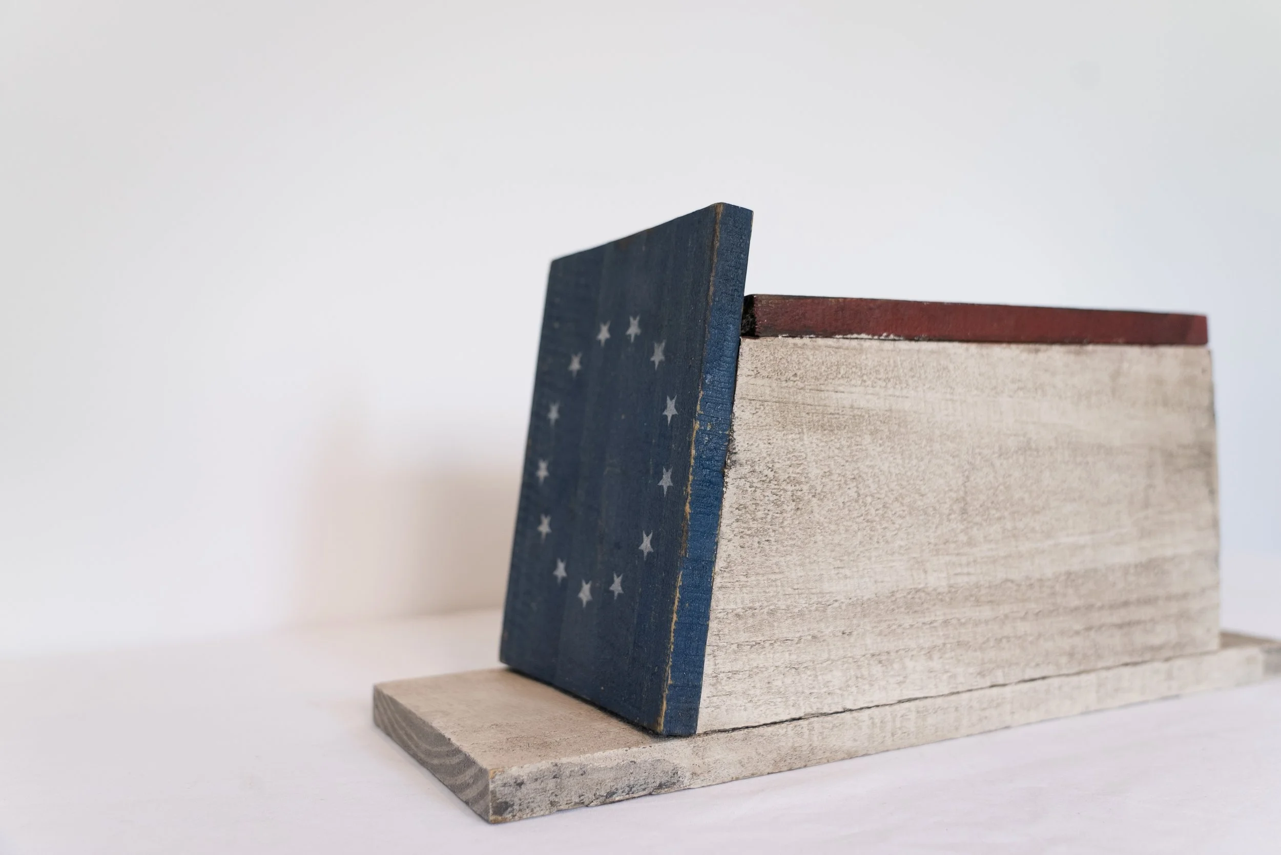 Wooden Rustic Birdhouse Red White Blue Stripes Mounted Option — Rustic ...