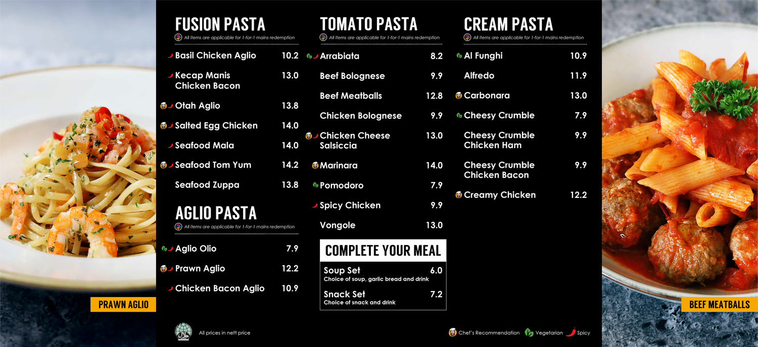 Menu | PastaMania Singapore