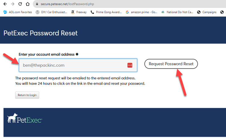 Member Login - Pet Exec — The Pack Inc.
