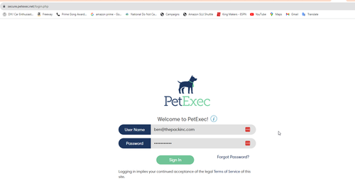 Member Login - Pet Exec — The Pack Inc.