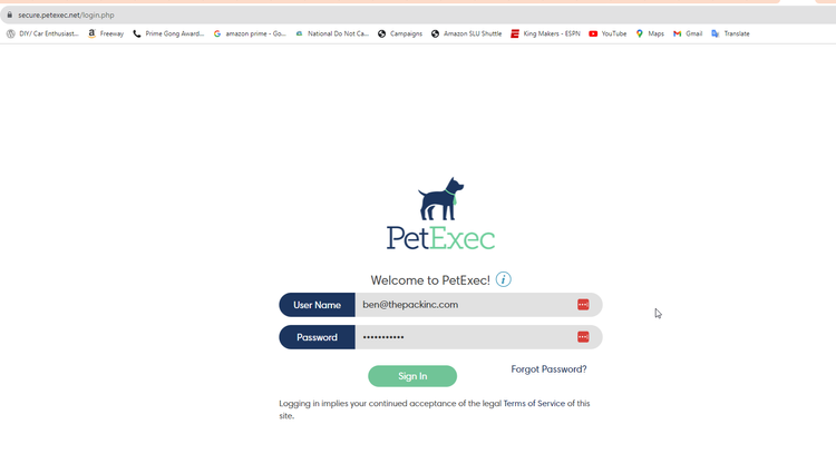 Member Login - Pet Exec — The Pack Inc.