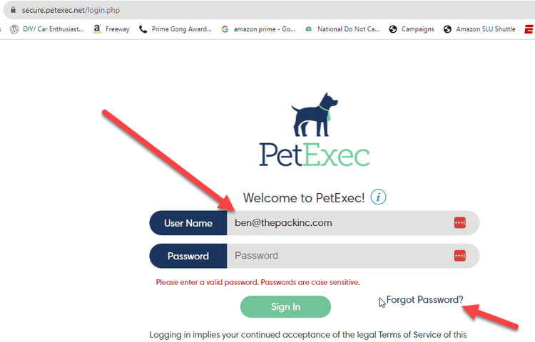 Member Login - Pet Exec — The Pack Inc.