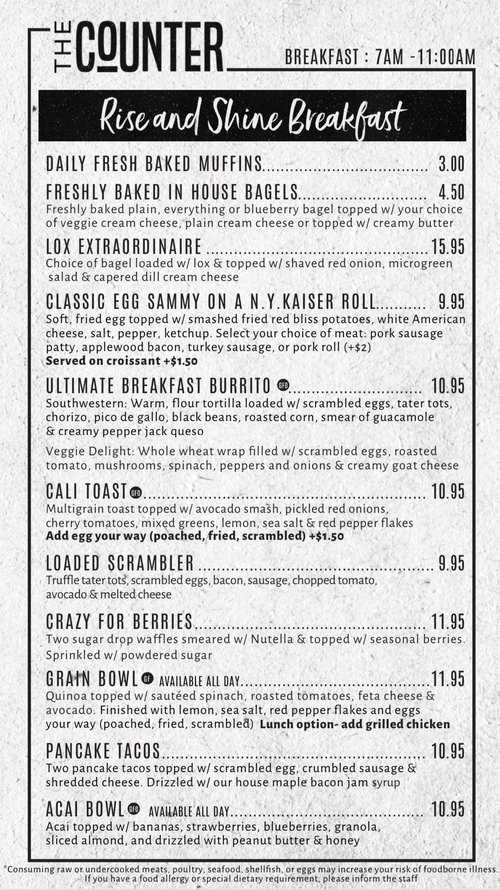 MENU — THE COUNTER