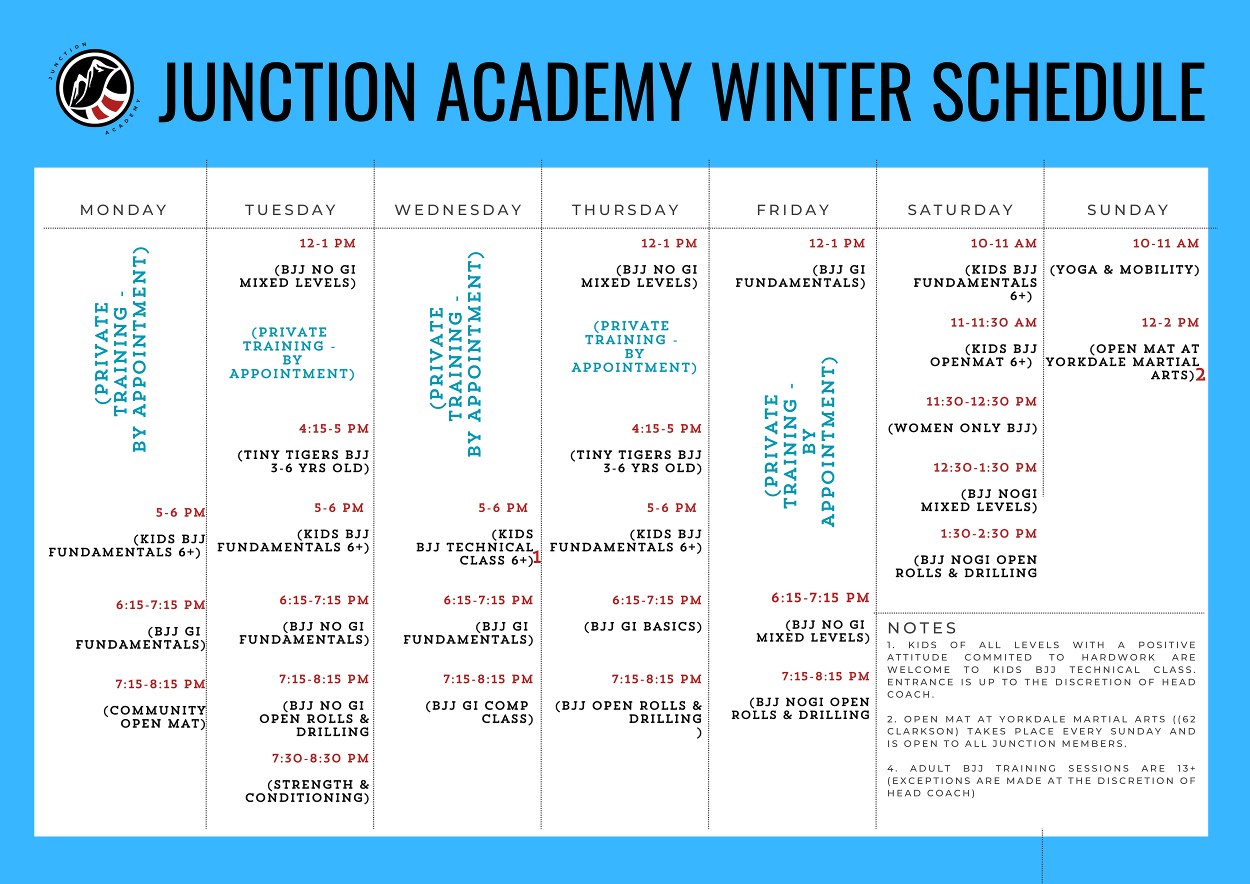 Schedule — Junction Academy | Toronto's Brazilian Jiu Jitsu (BJJ ...