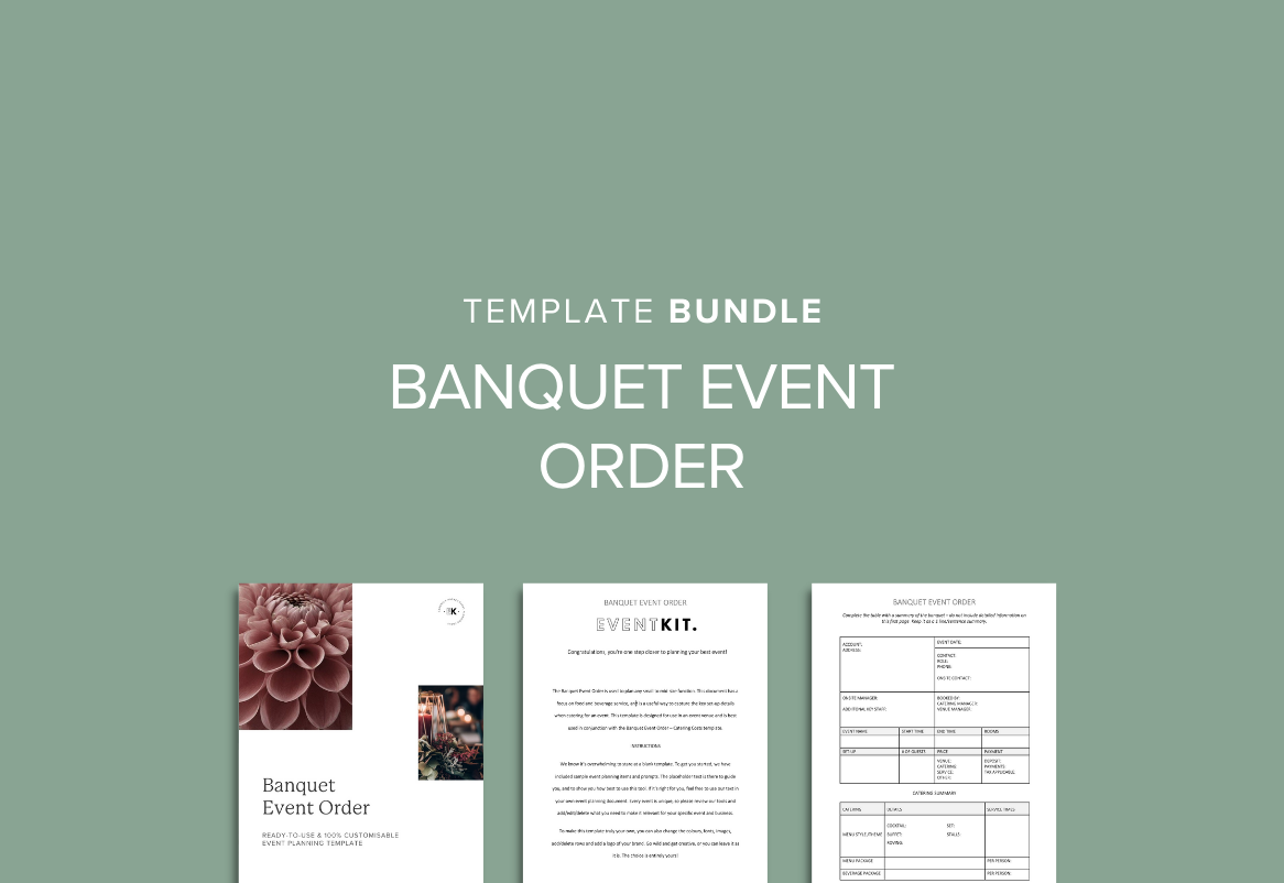 Event Kit | Premium Banquet Event Order Templates