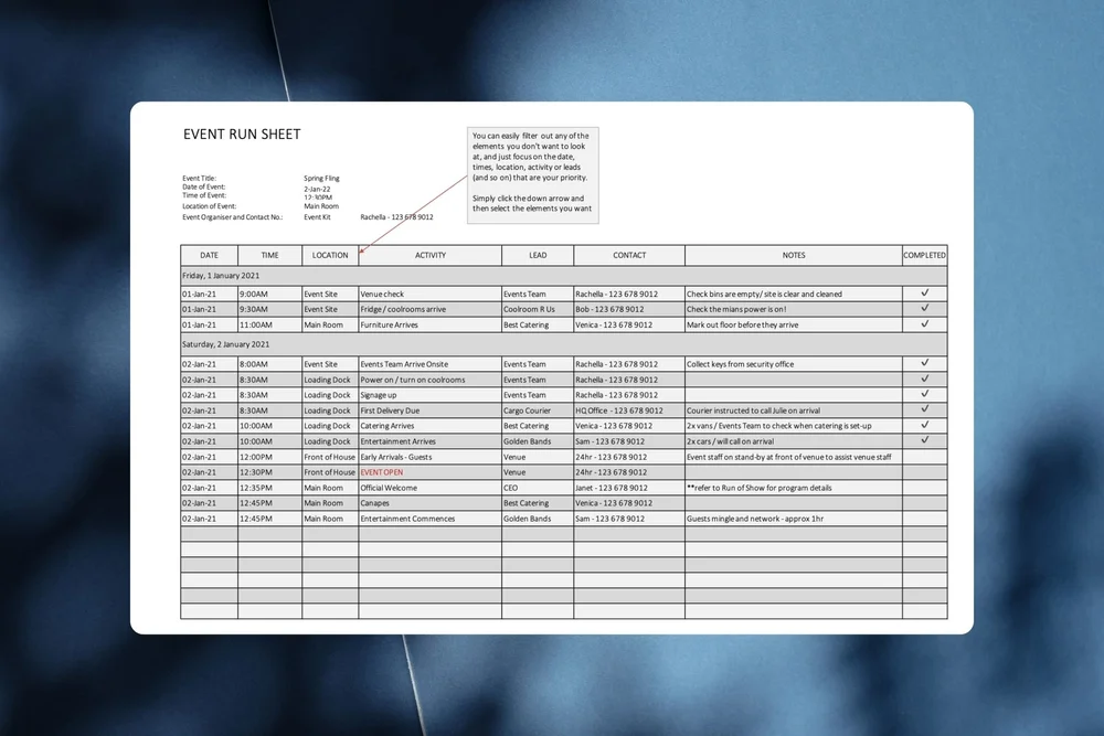 Event Kit | Event Run Sheet Template: Step-by-Step Guide
