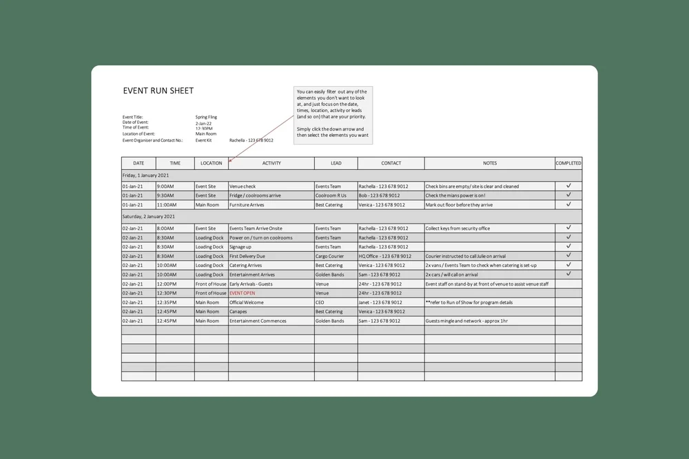 Event Kit | Event Run Sheet Template: Step-by-Step Guide