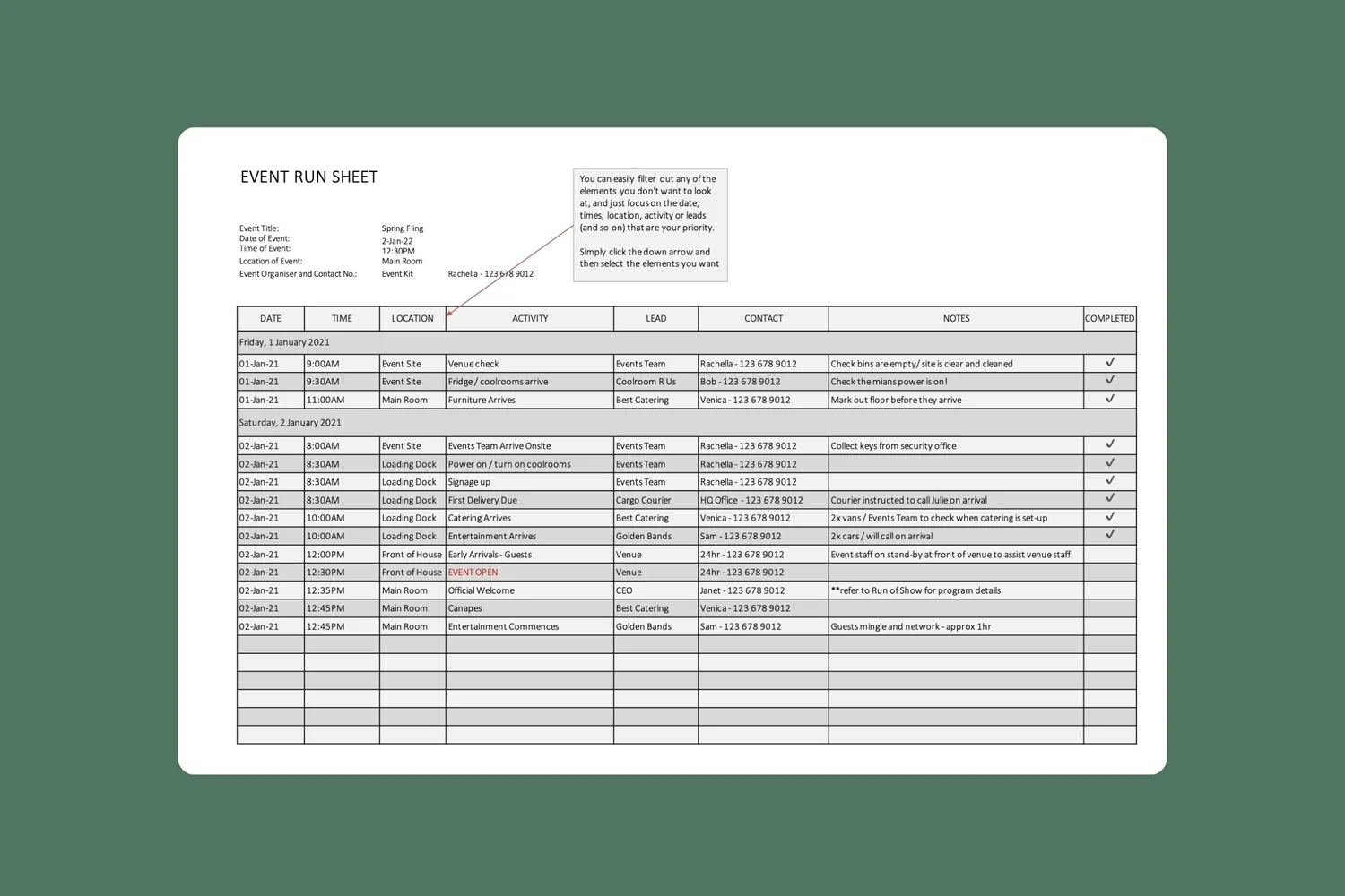 Event Kit | Event Run Sheet Template: Step-by-Step Guide