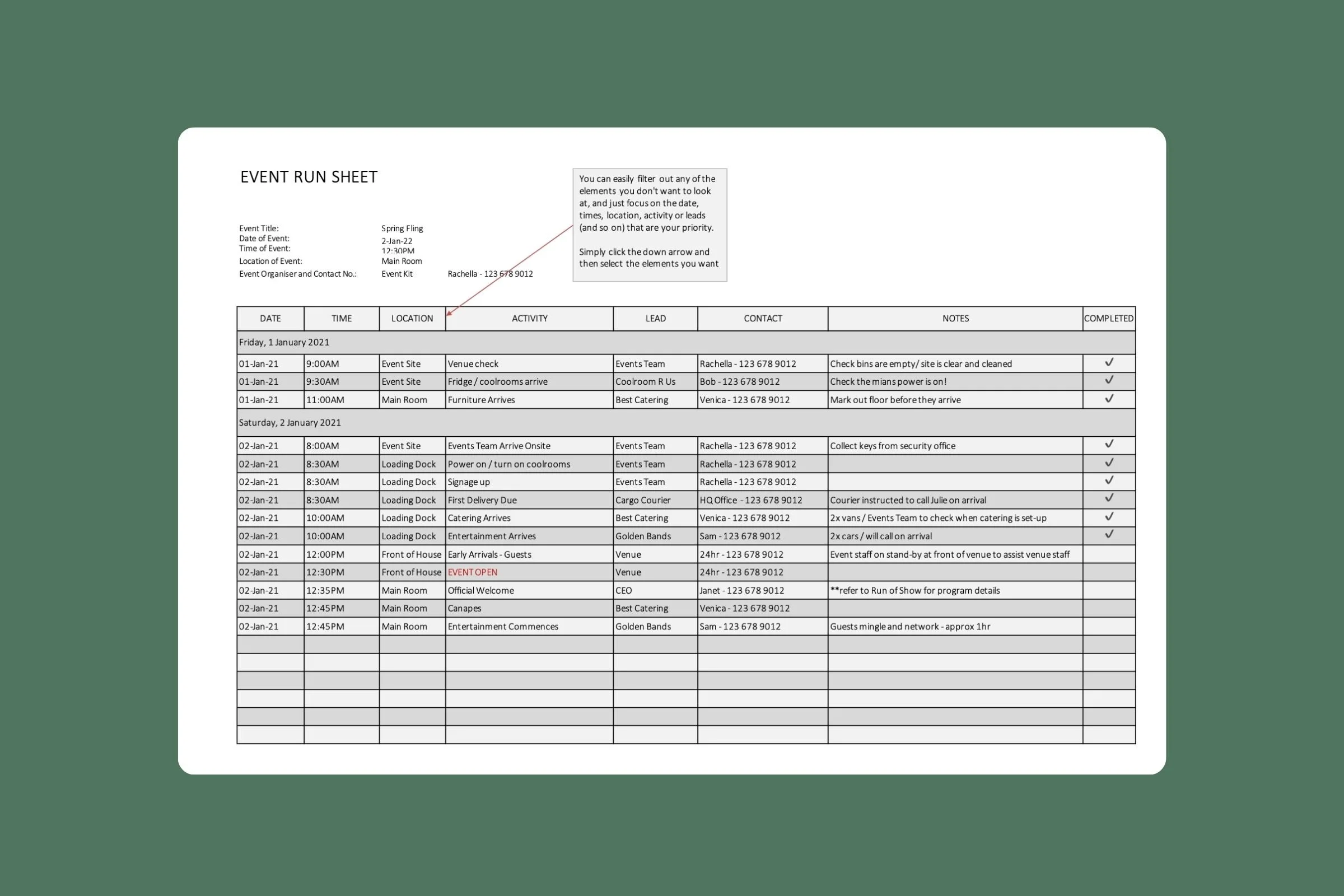 Event Kit | Event Run Sheet Template: Step-by-Step Guide