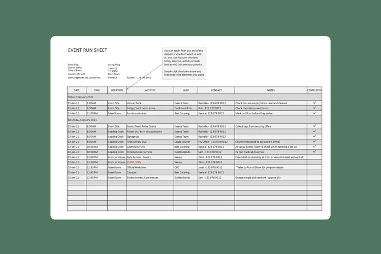 Event Kit | Event Run Sheet Template: Step-by-Step Guide