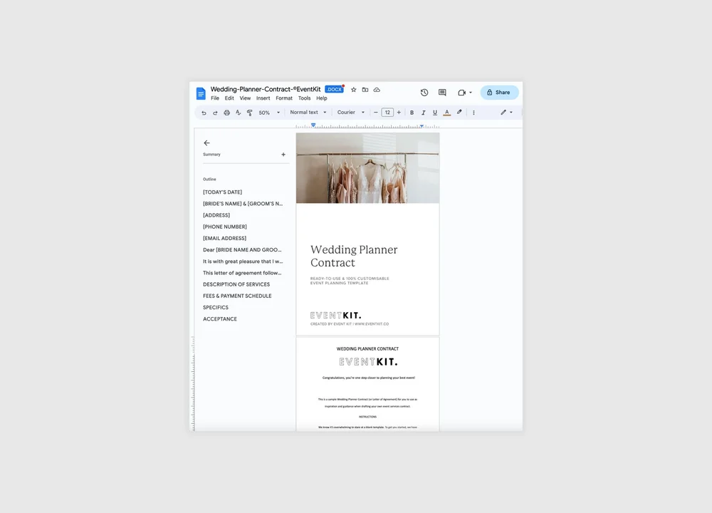 Event Kit | Template Manual - Event Planning Templates