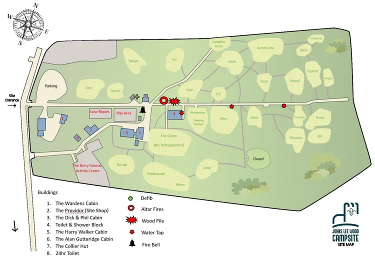Site Map — Johns Lee Wood Campsite
