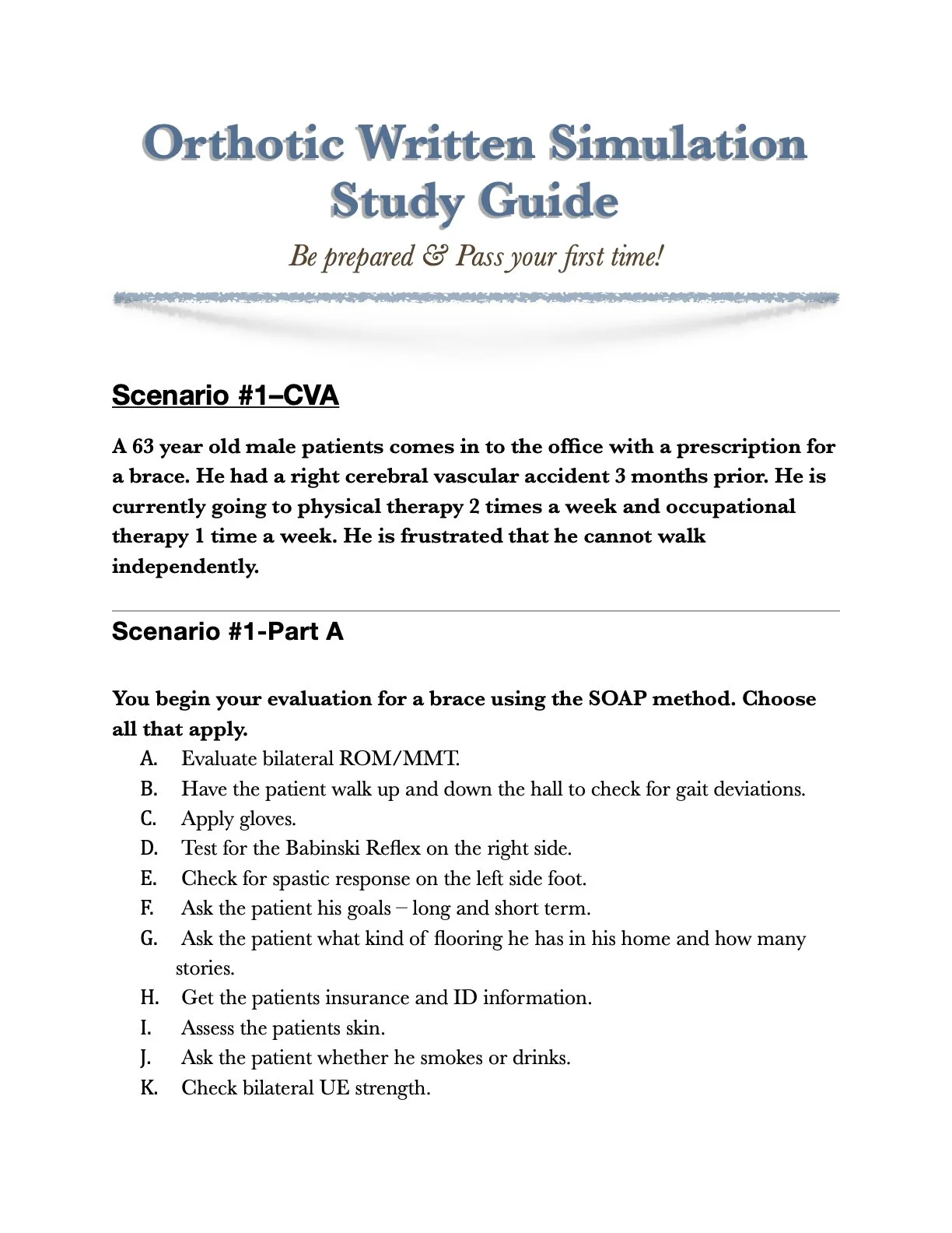 Orthotic Written Simulation Study Guide, Orthotic Board Prep, Orthotic ...