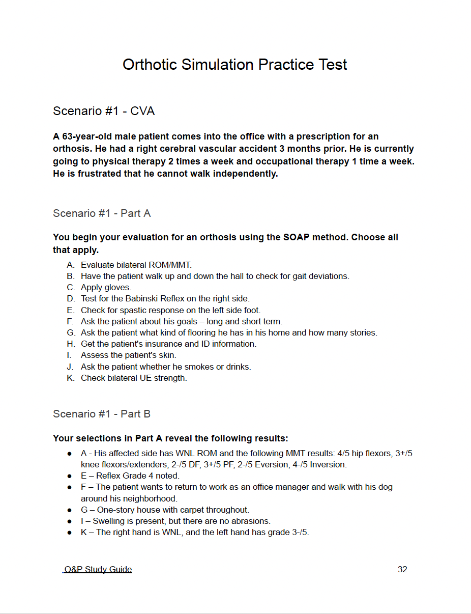 O&P Bundle Practice Test — O&P Study Guide
