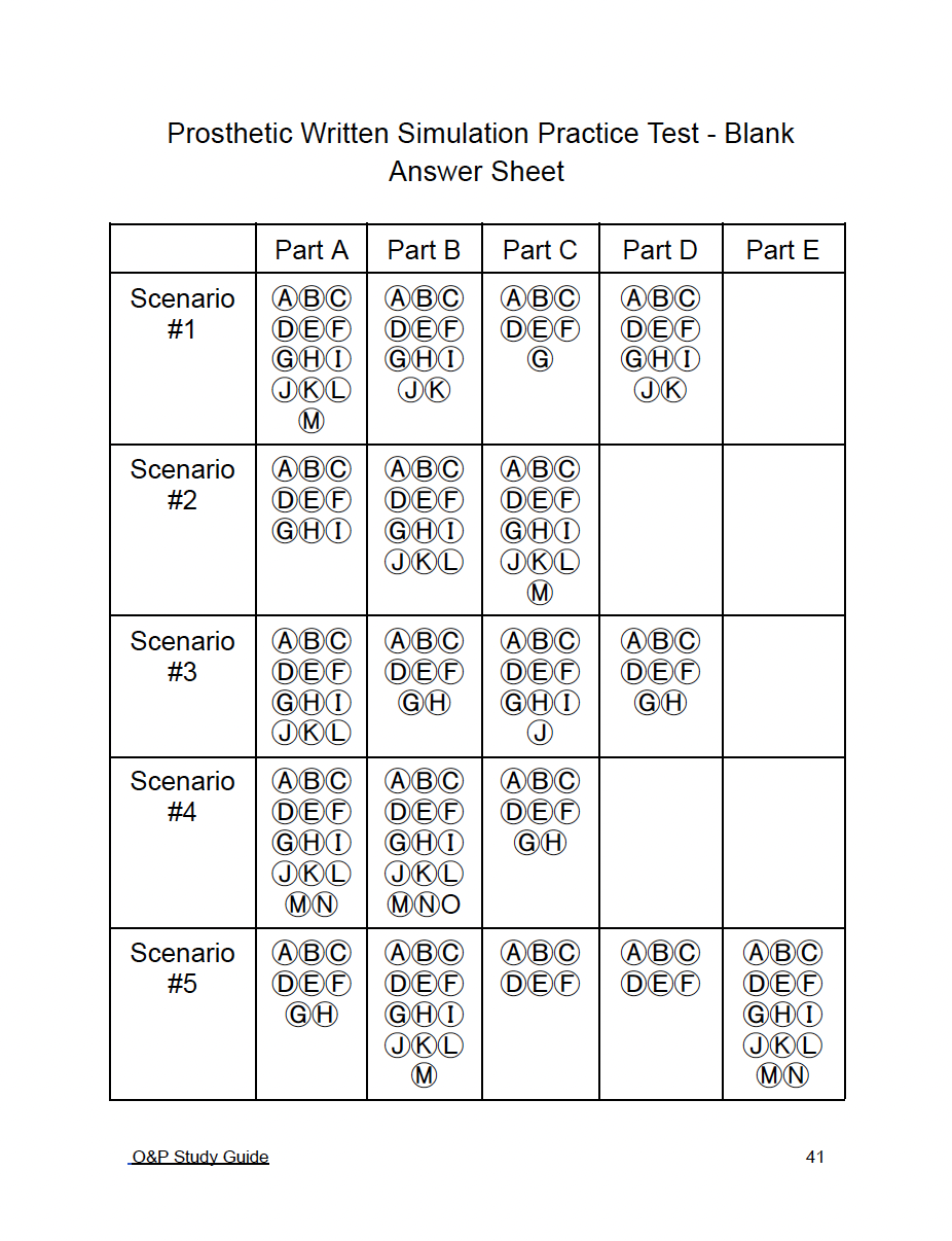 O&P Bundle Practice Test — O&P Study Guide