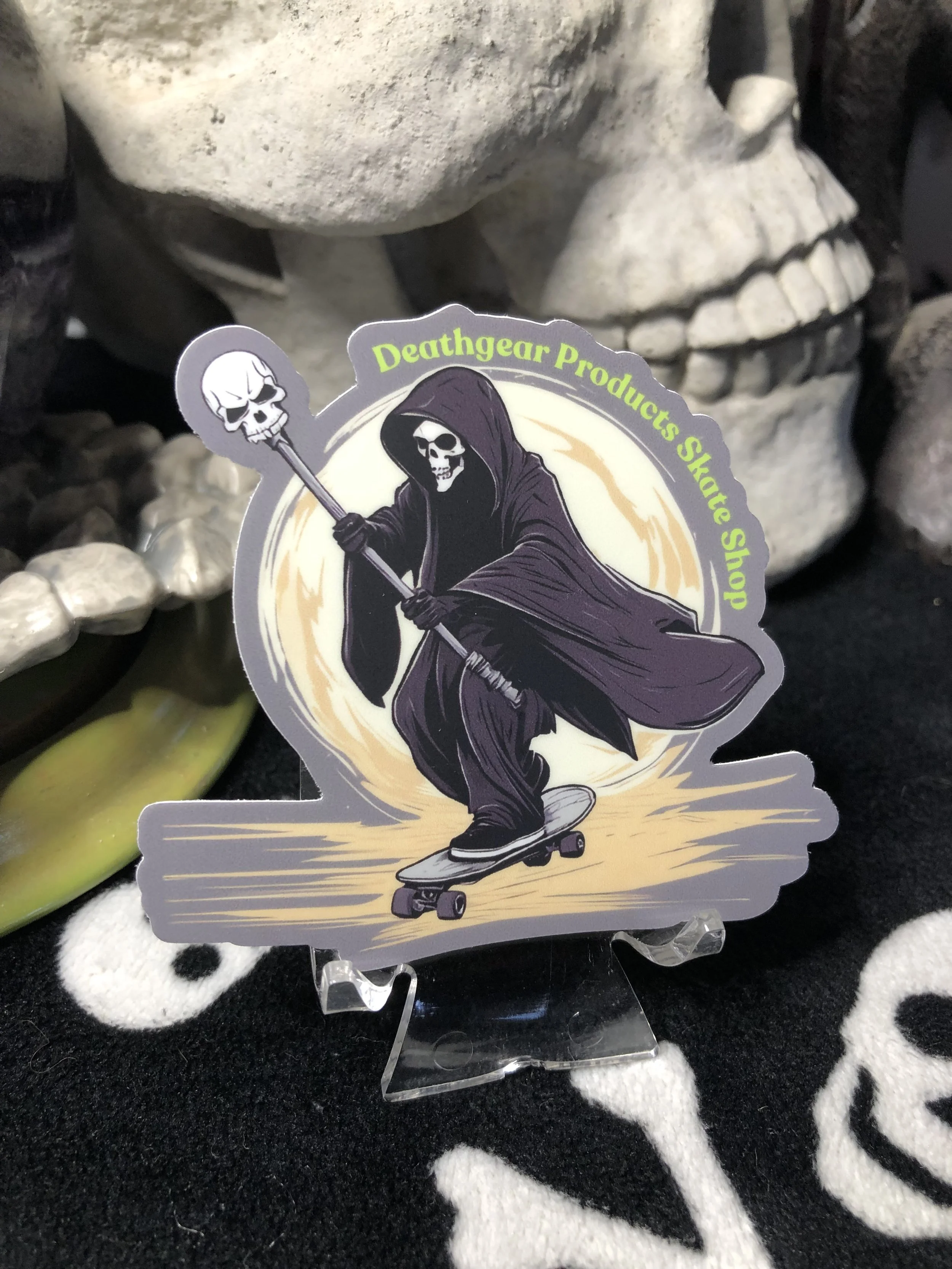 DEATHGEAR PRODUCTS~ MOON REAPER LOGO STICKER — DEATHGEAR PRODUCTS SKATE ...