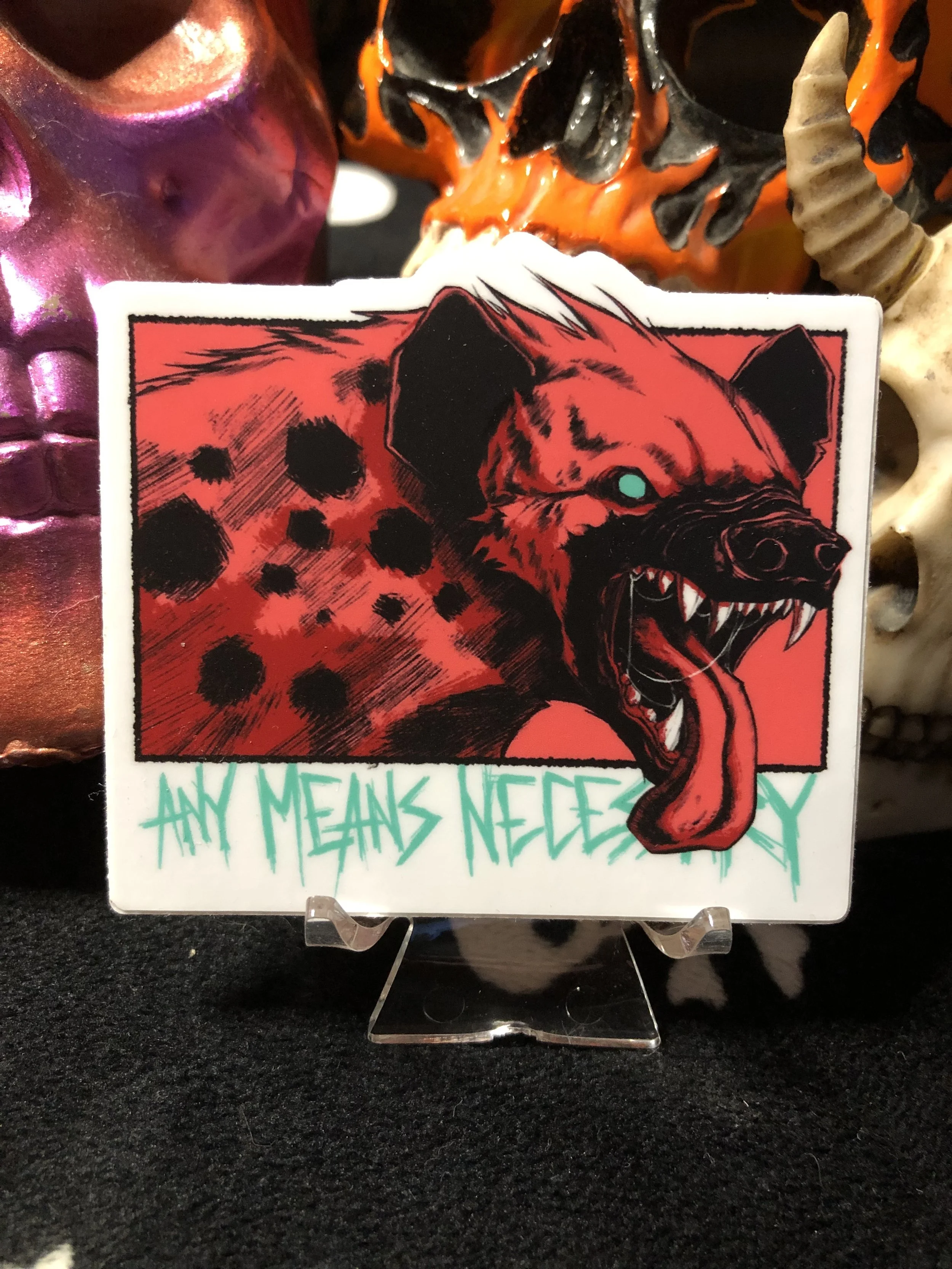 ANY MEANS NECESSARY~ SNARL STICKER — DEATHGEAR PRODUCTS SKATE SHOP