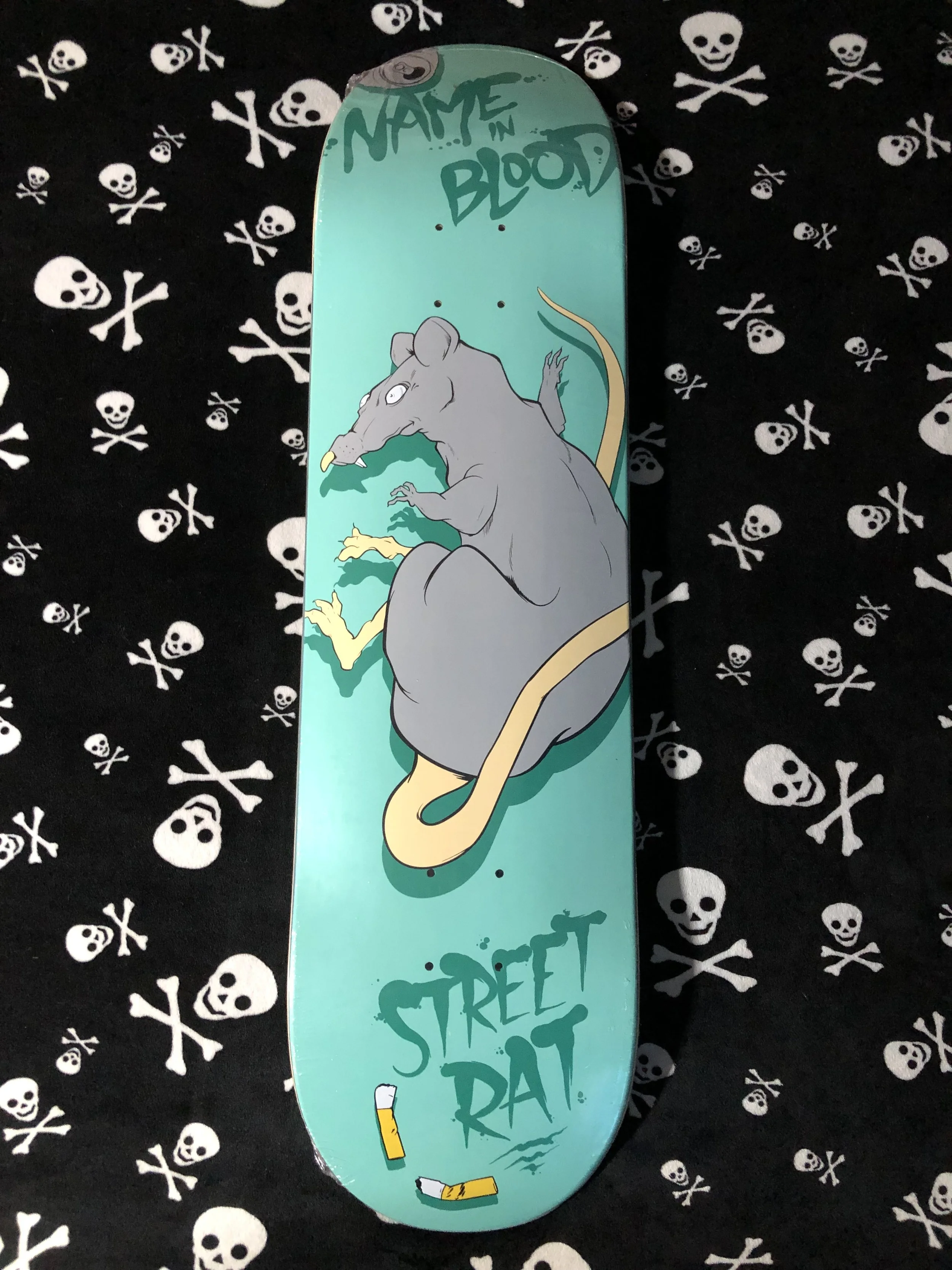 NAME IN BLOOD~ STREET RAT SKATEBOARD DECK — DEATHGEAR PRODUCTS SKATE SHOP