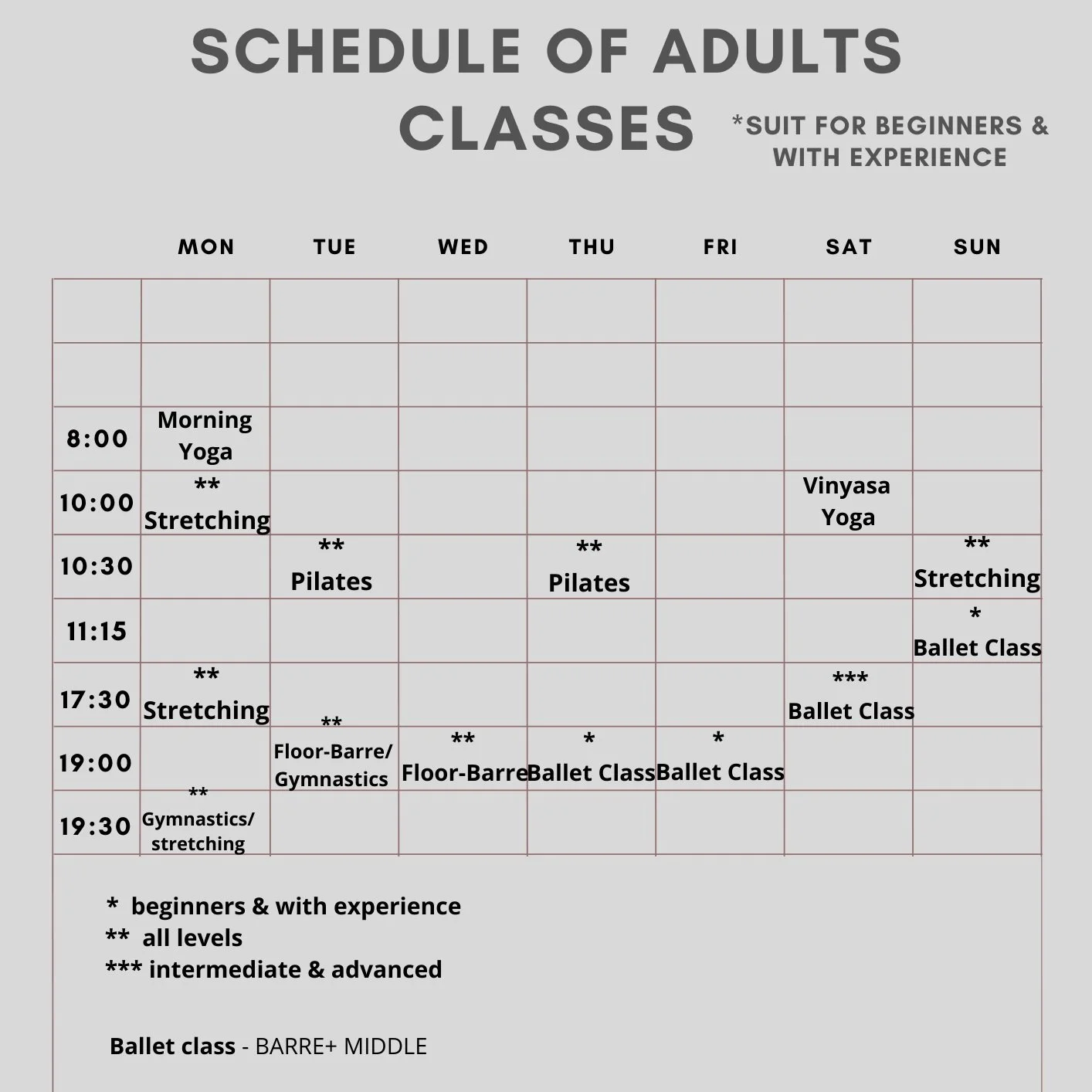 Stundenplan — ARTIS HOW TO DANCE