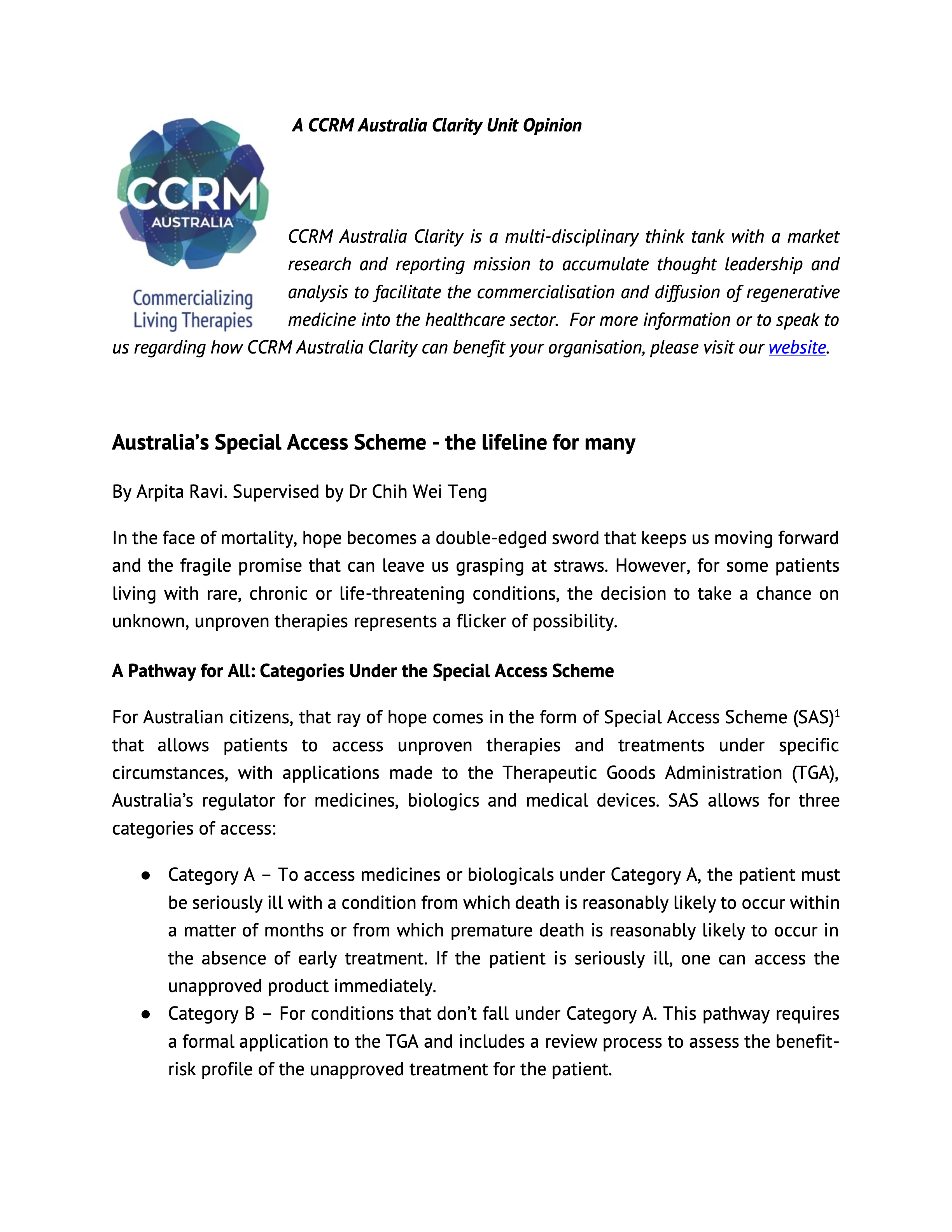 Our Vision — CCRM Australia