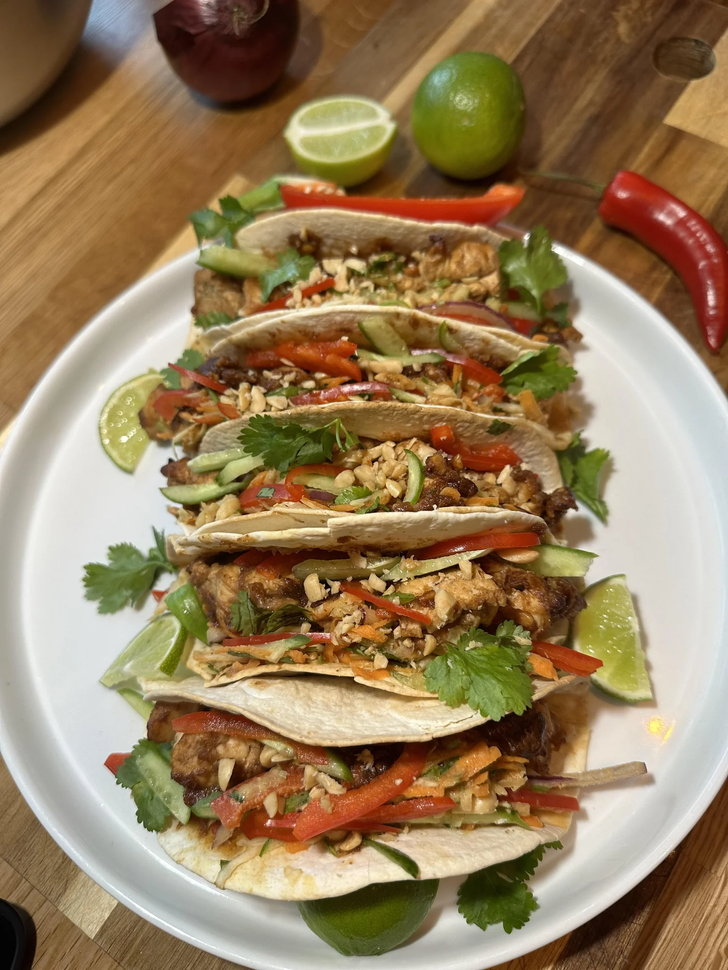 Chicken satay tacos