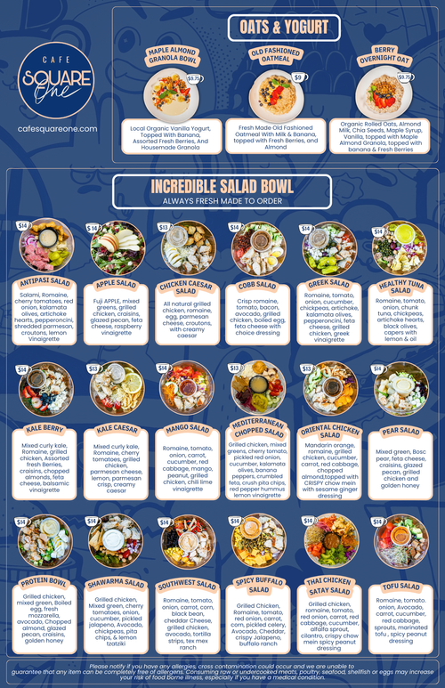 Menu — Cafe Square One
