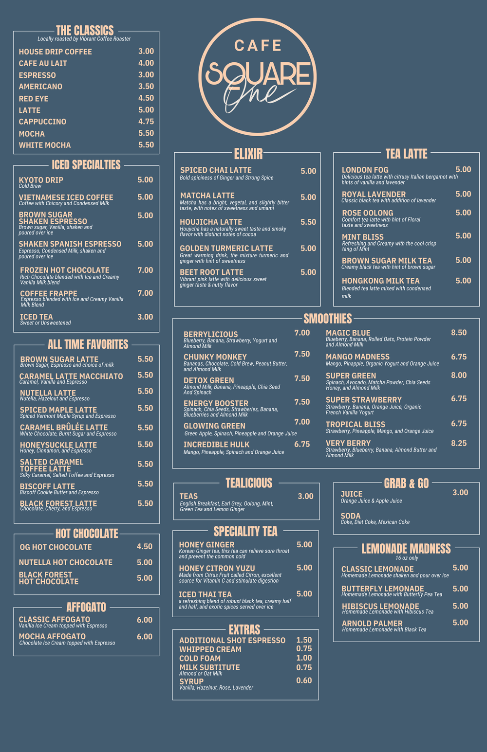 Menu — Cafe Square One