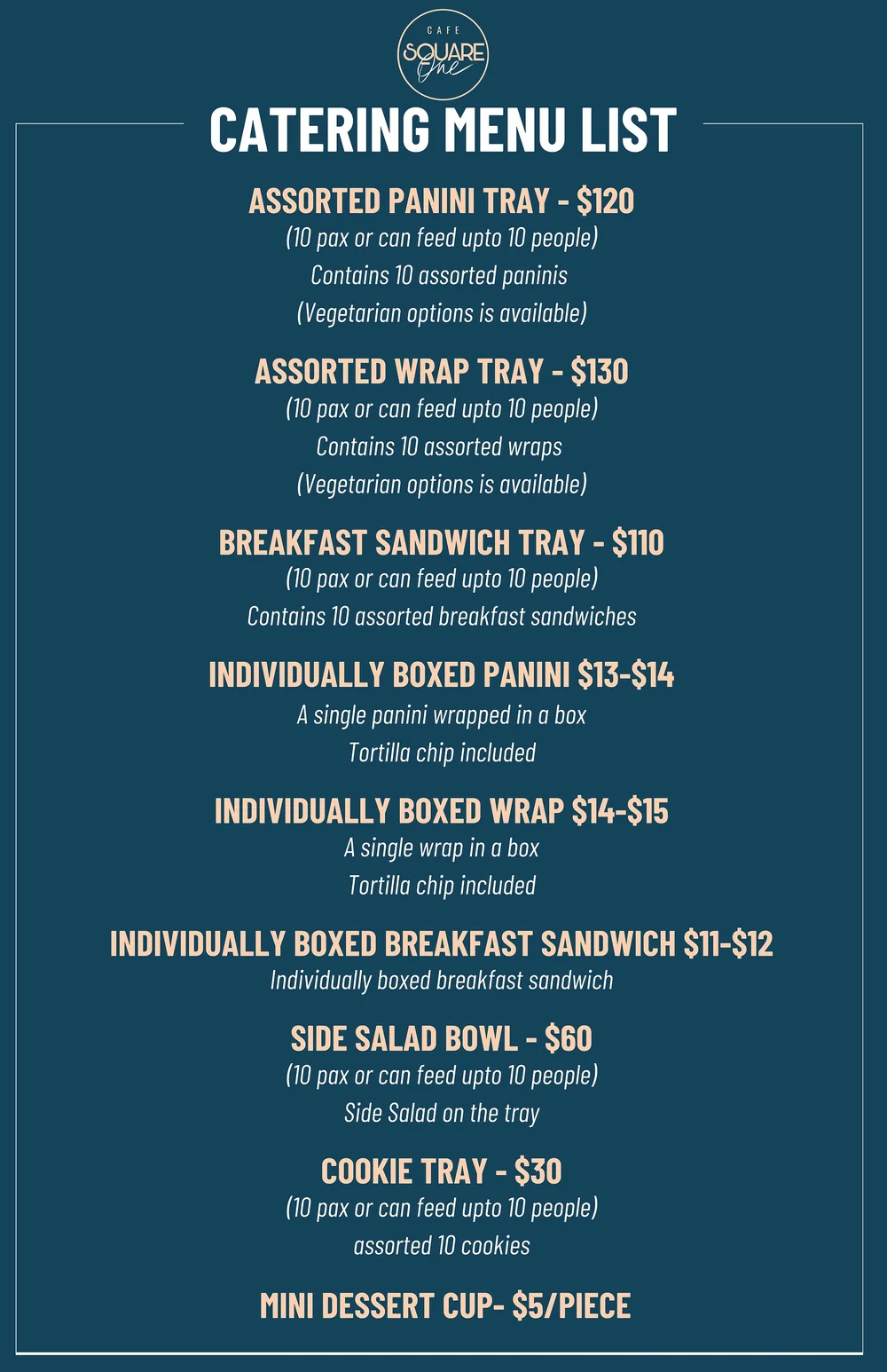 Catering — Cafe Square One