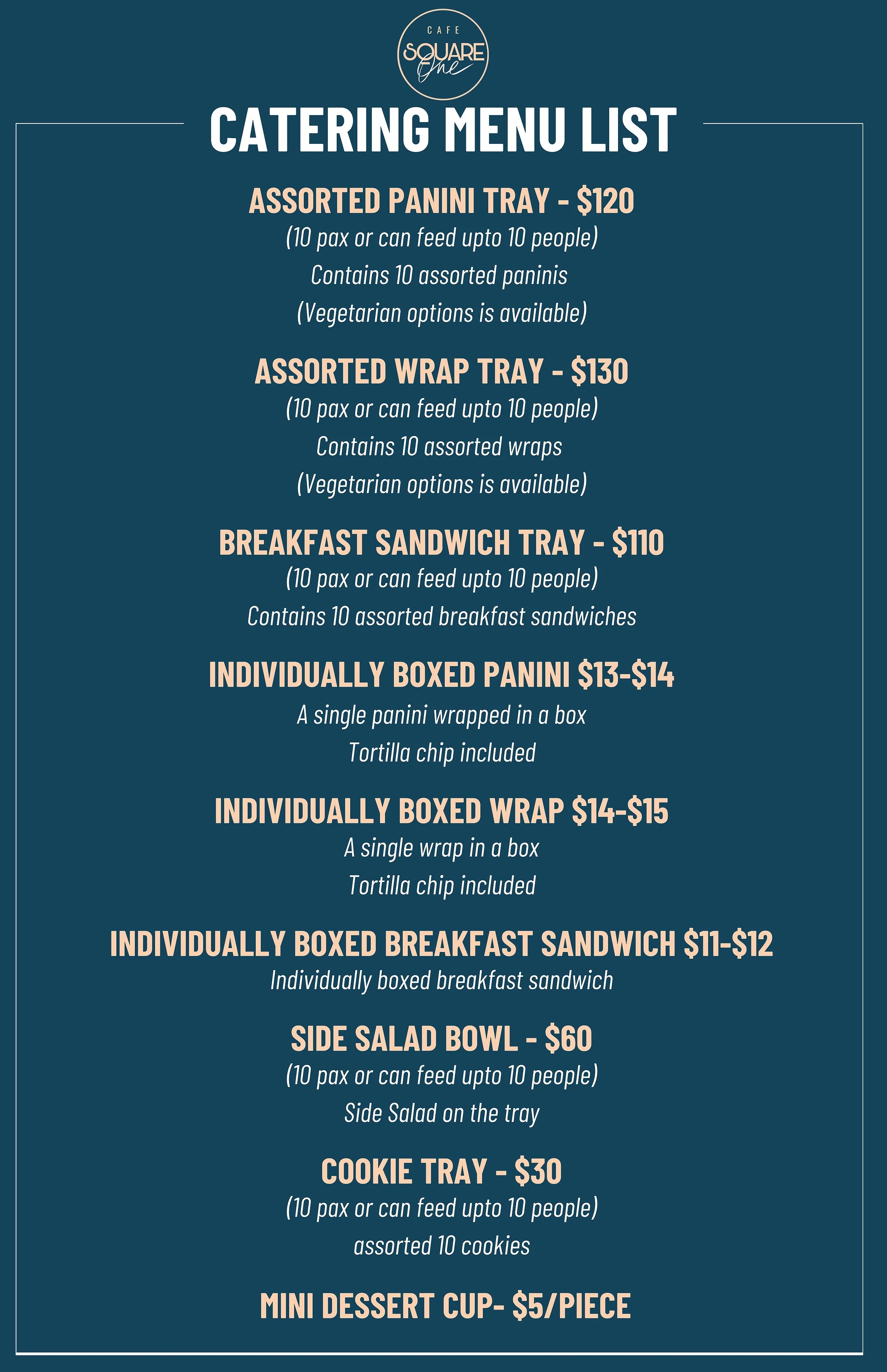 Catering — Cafe Square One