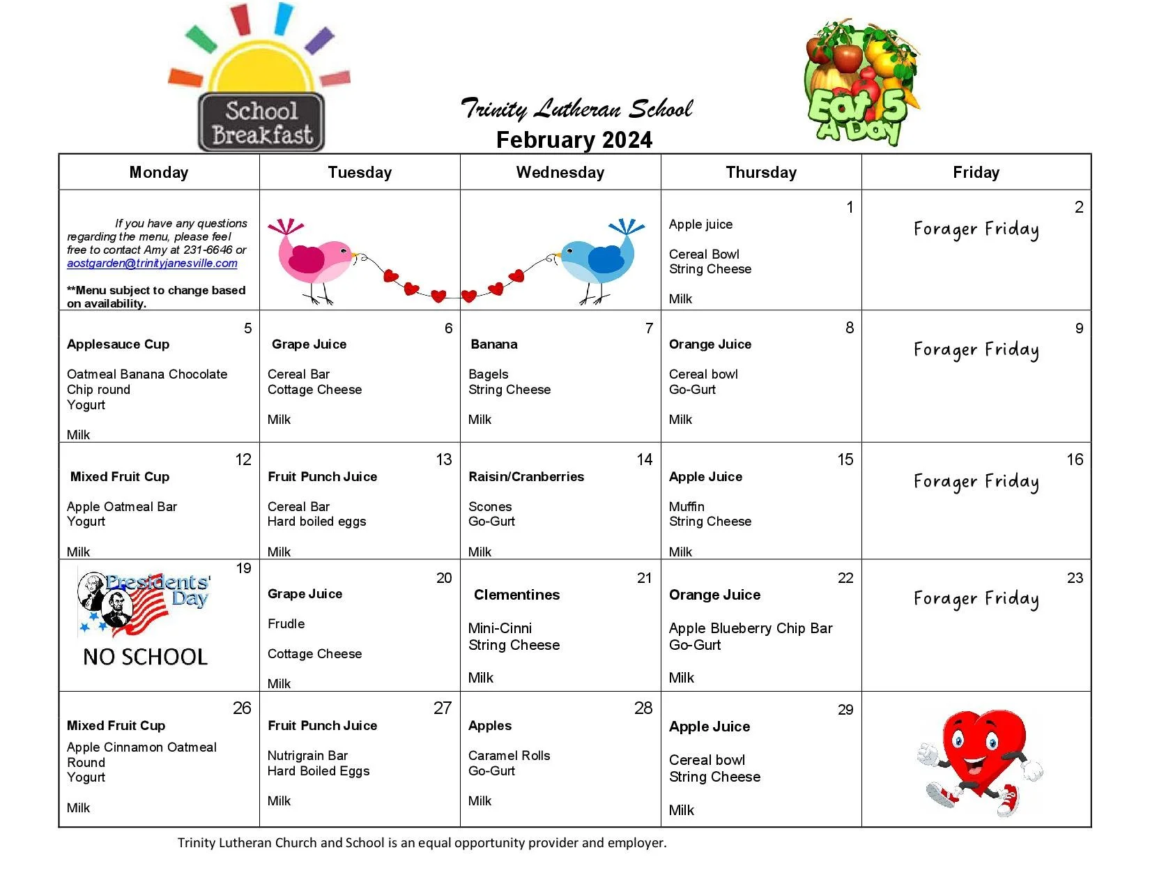 School Calendars — Trinity Lutheran School