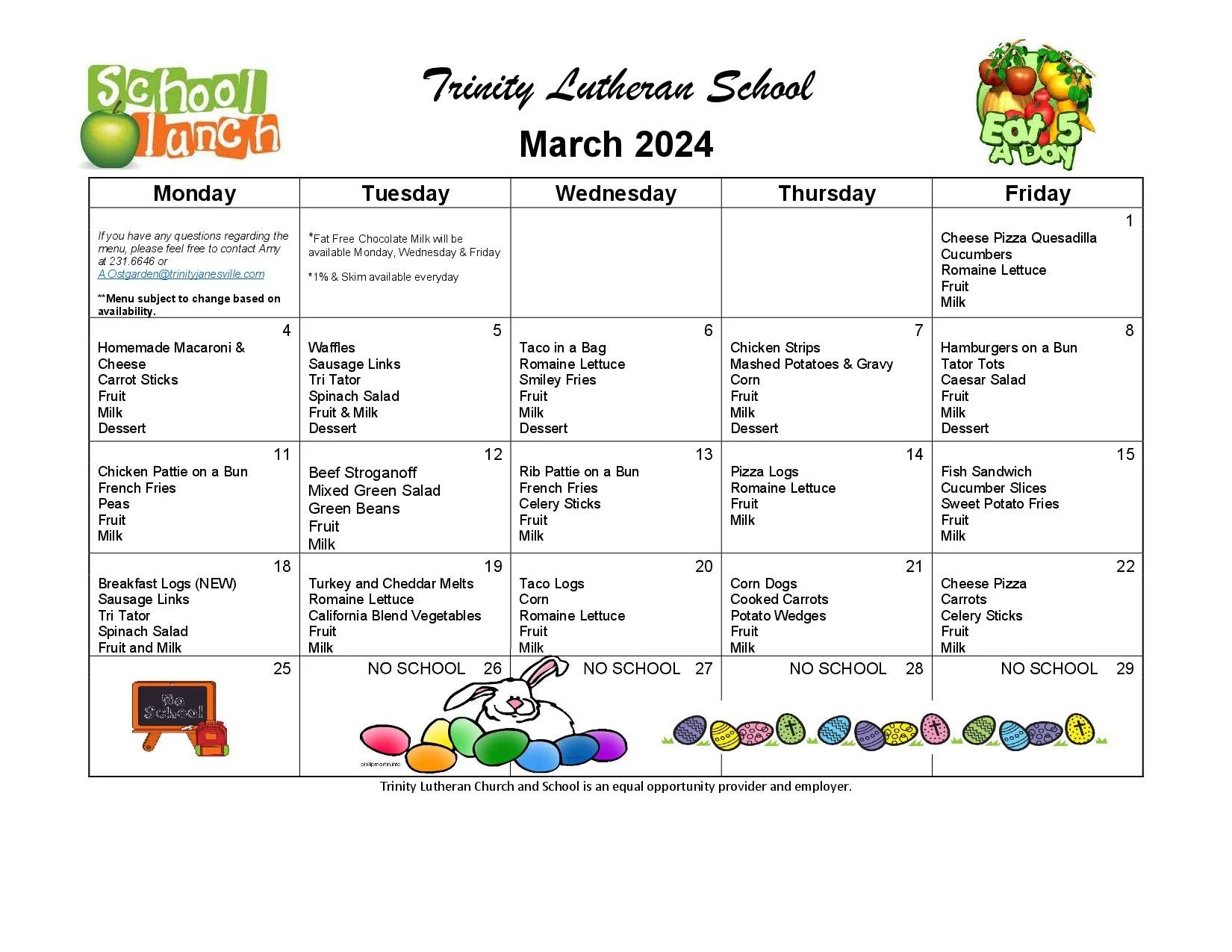 School Calendars — Trinity Lutheran School