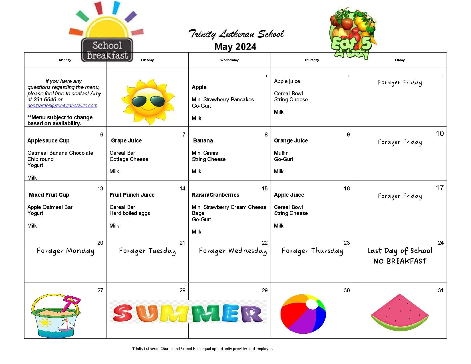 School Calendars — Trinity Lutheran School