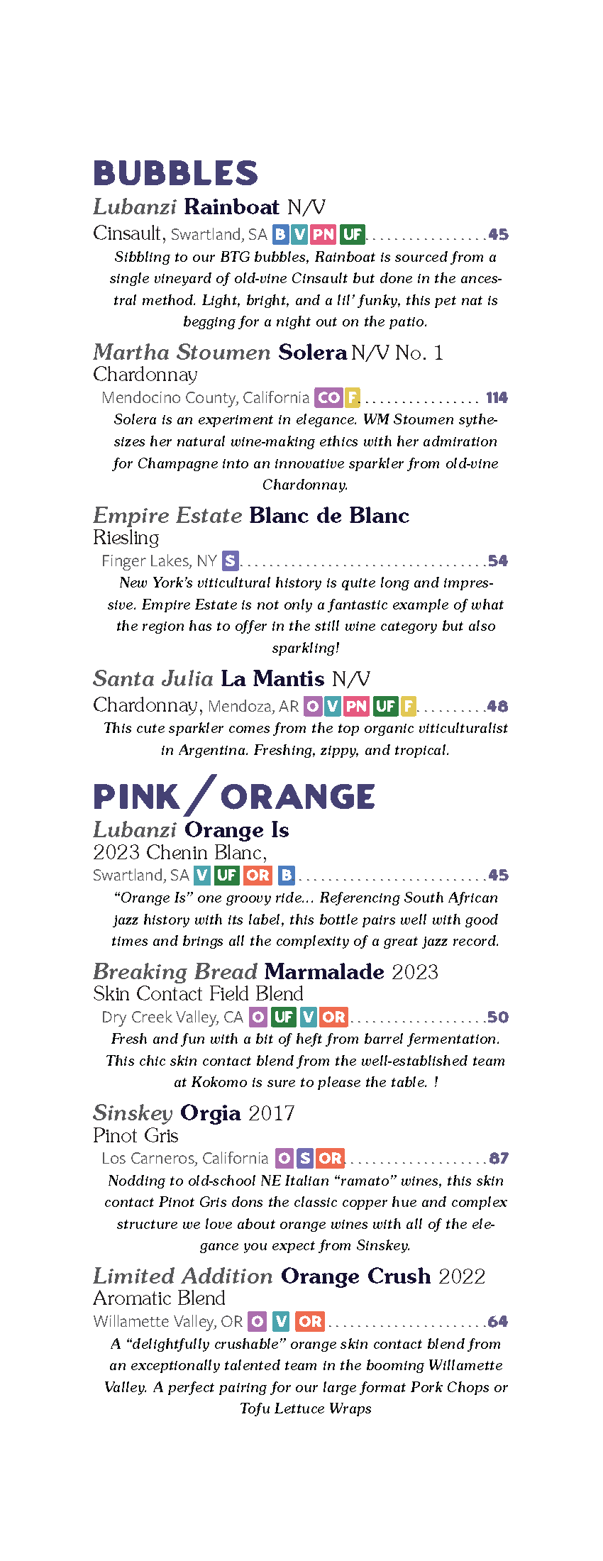 Bar Menus — Black Radish Bar & Restaurant