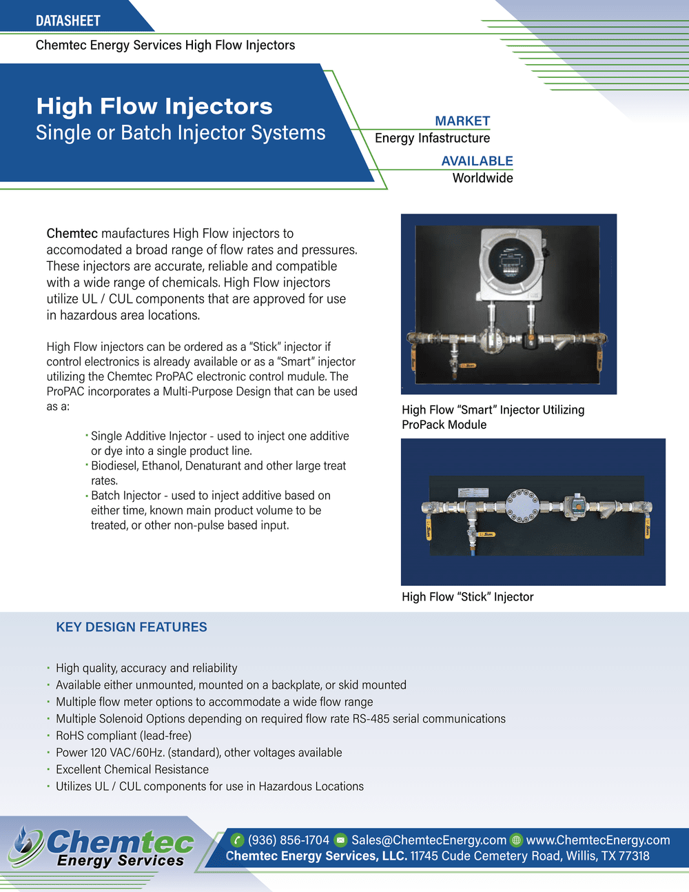 High Flow Injectors — Chemtec Energy Services