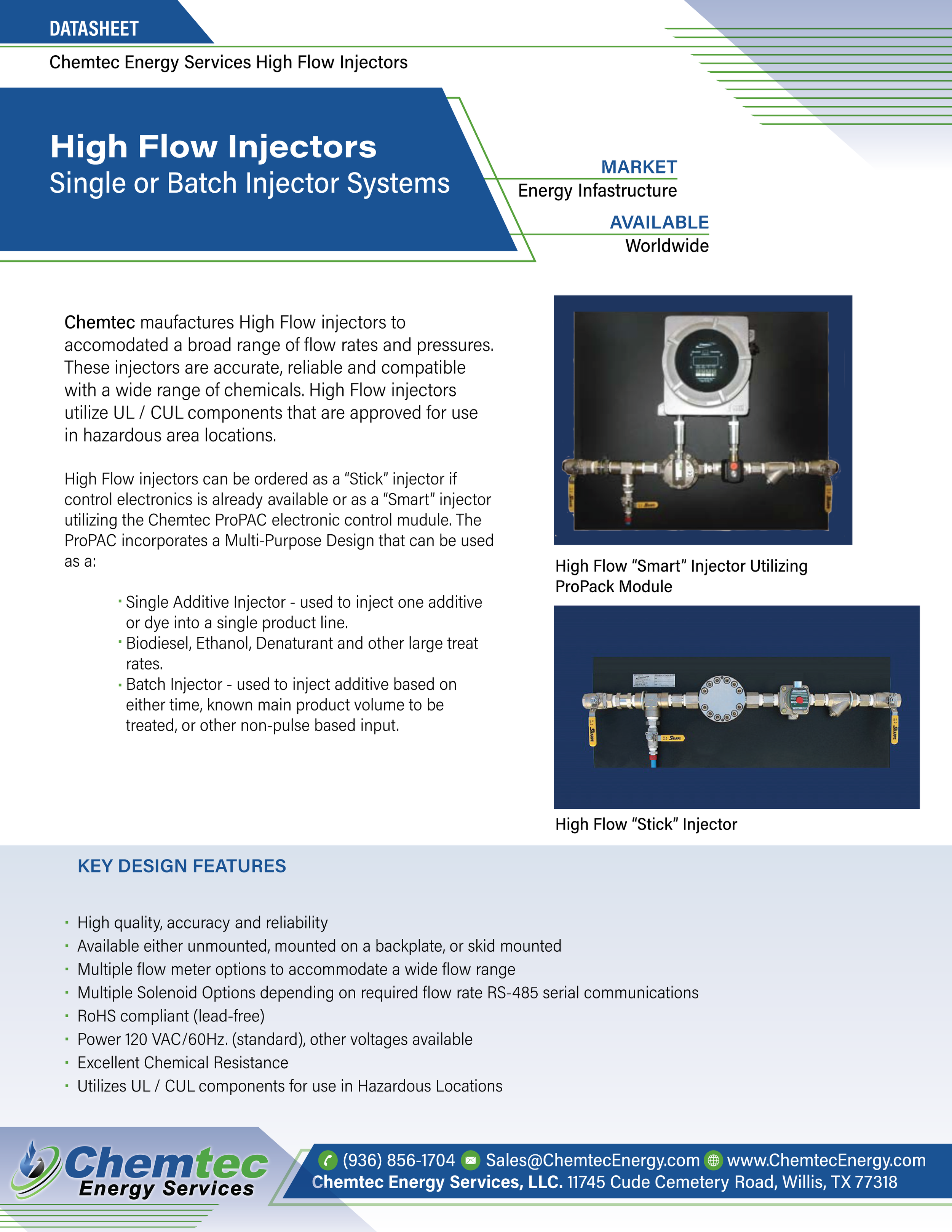 High Flow Injectors for Pipeline Sampling | Chemtec Energy Services ...