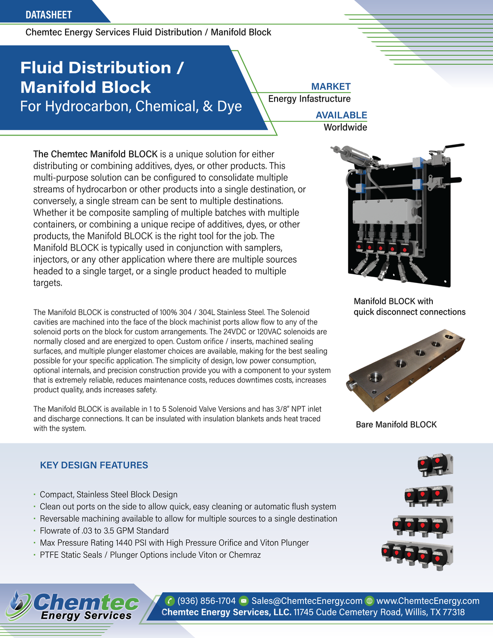 Fluid Distribution / Manifold Block — Chemtec Energy Services