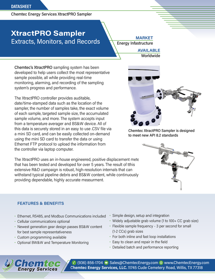 XtractPRO Sampler — Chemtec Energy Services