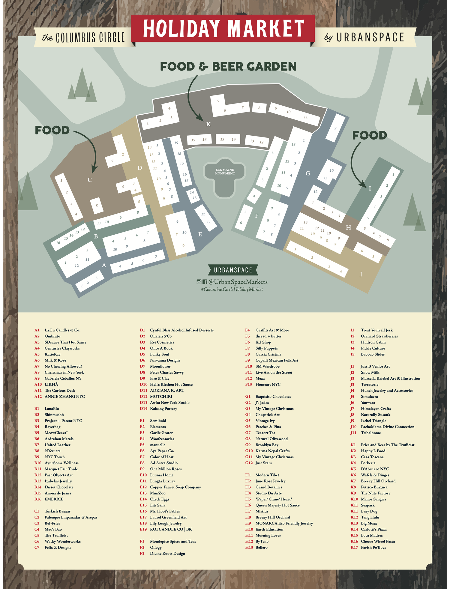 Columbus Circle Holiday Market Map — URBANSPACE POP UP MARKETS