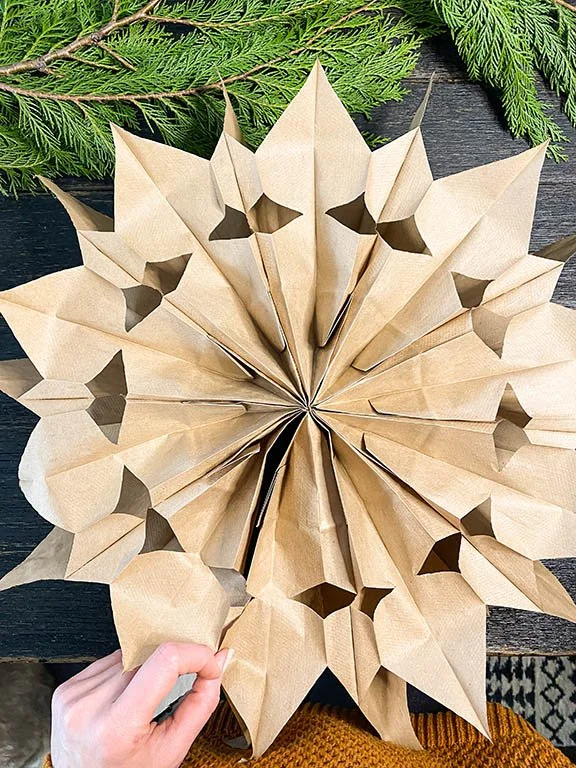 DIY Paper Bag Snowflakes — The Altered Abode - Interior Design