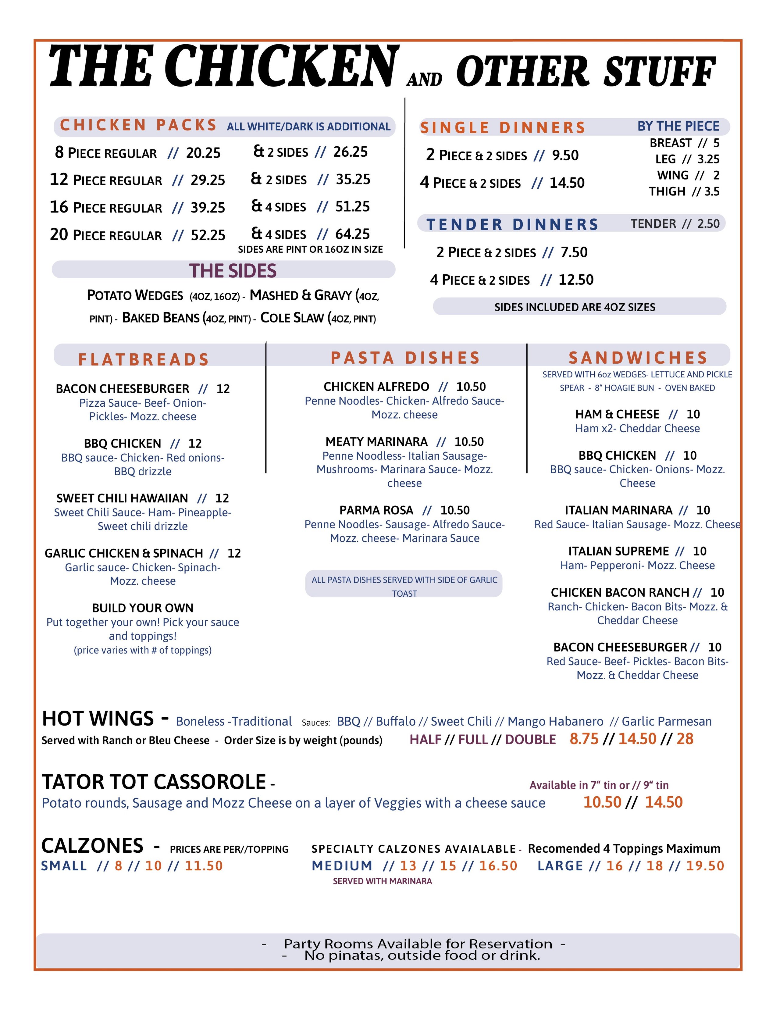 Menu — 805 Pizza & Chicken
