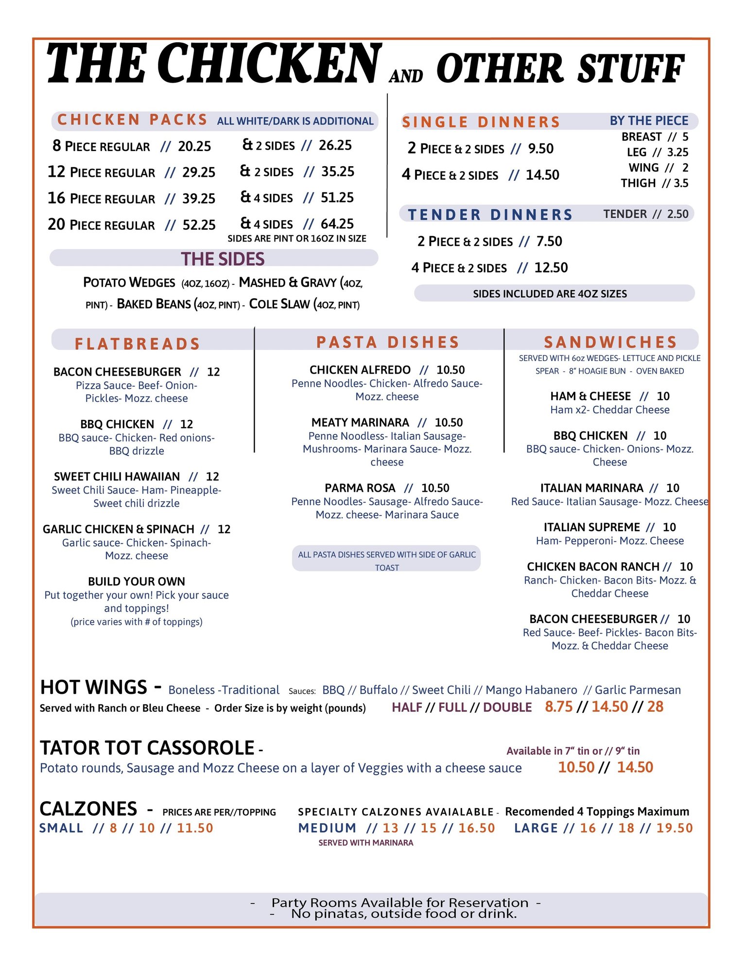 Menu — 805 Pizza & Chicken