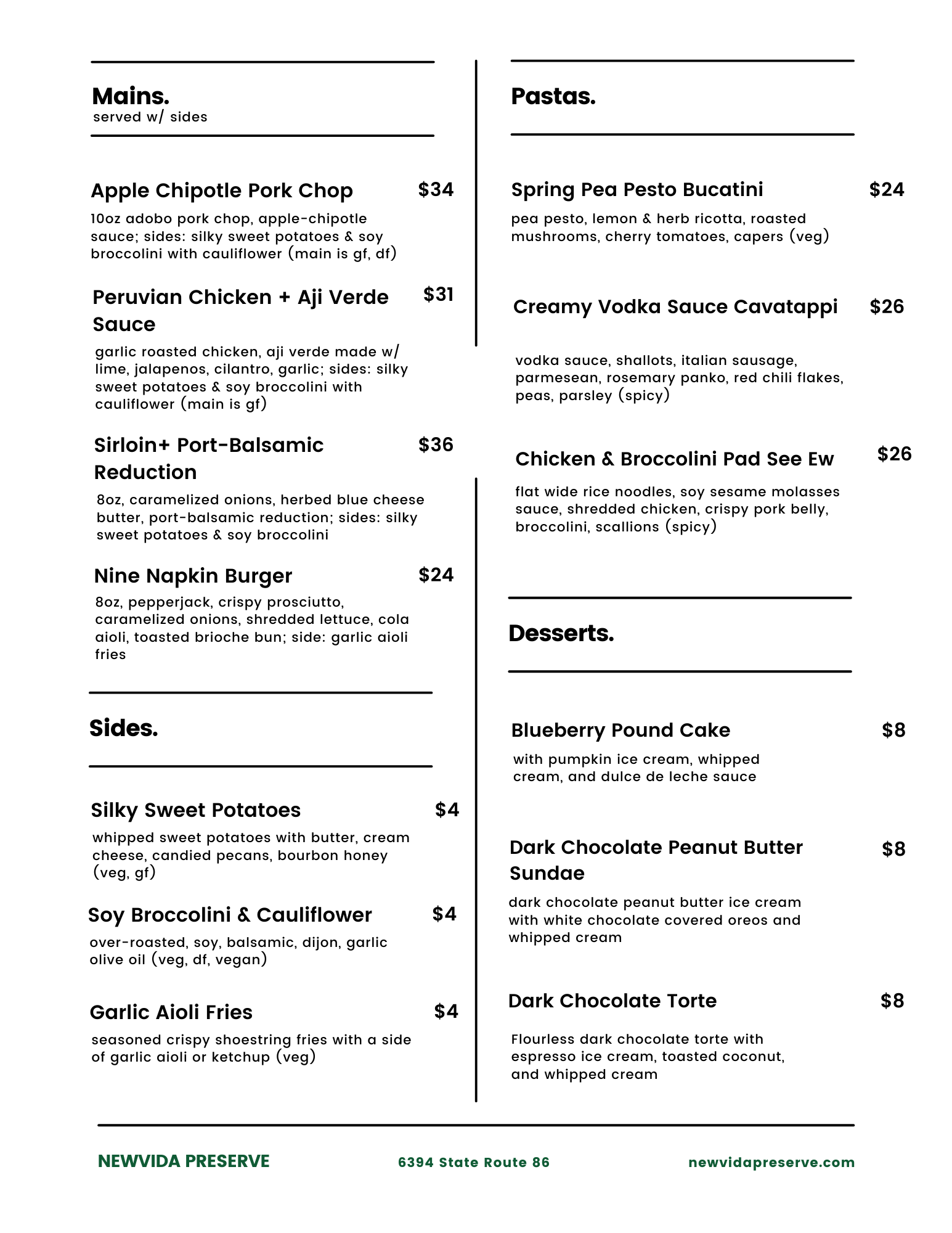 Wilmington Restaurant with Whiteface Mountain Views — NewVida Preserve