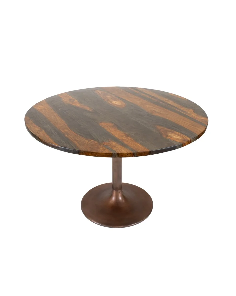 Fraser Two Toned Round Dining Table with Copper Base — Curated Furnishings