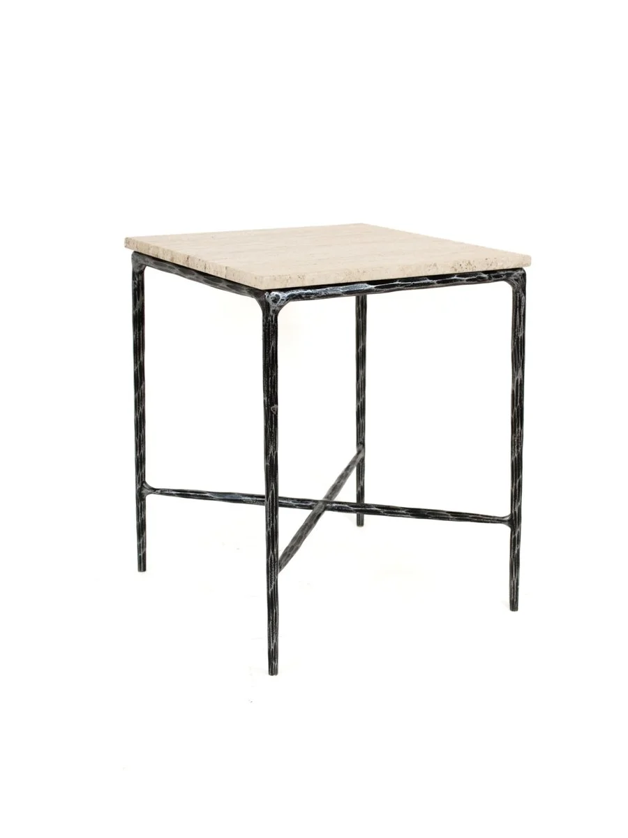 TIVOLI Travertine Side Table — Curated Furnishings