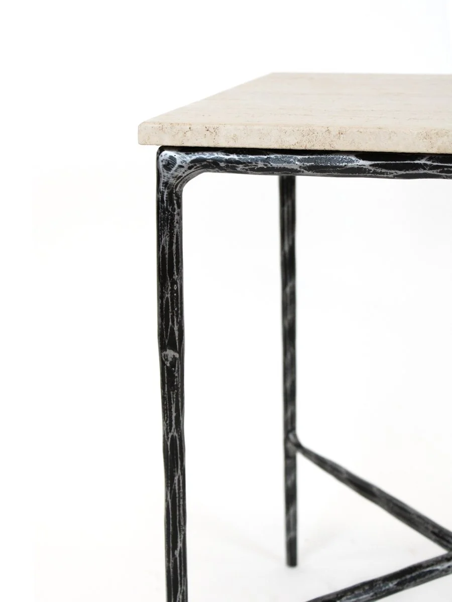 TIVOLI Travertine Side Table — Curated Furnishings