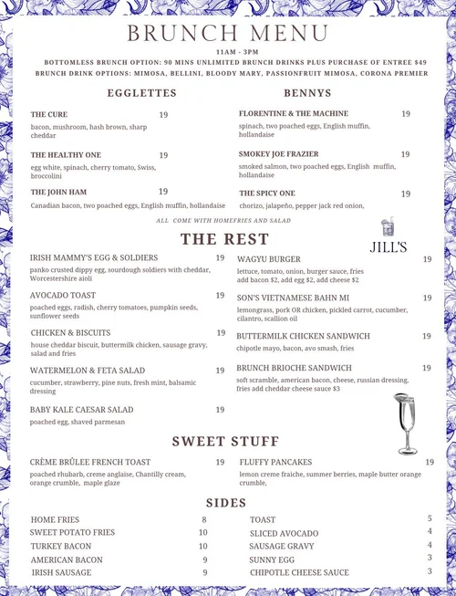 Brunch Menu — Jill's Bar & Restaurant