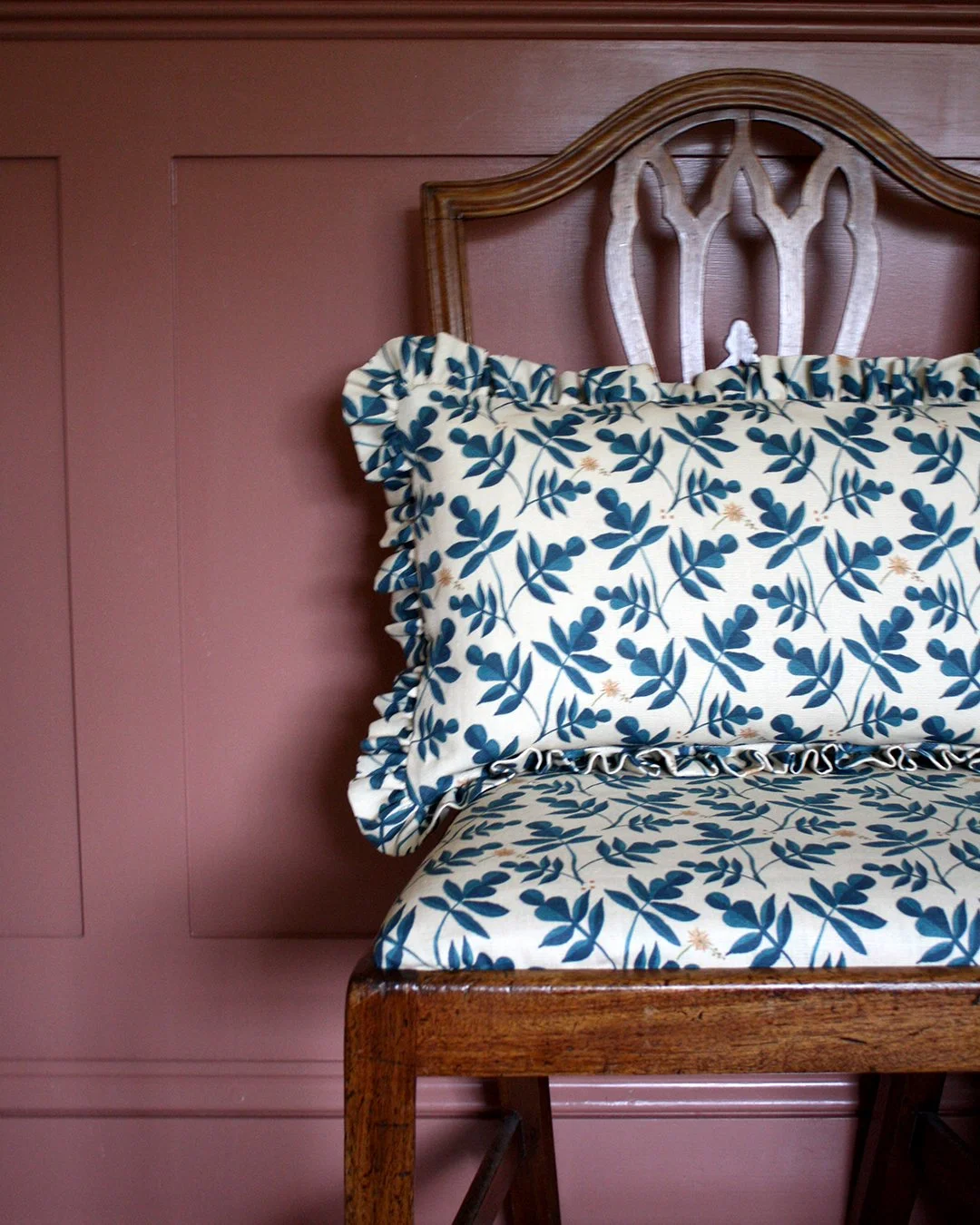Heart Frilly Stripe Cushion Red — Sophia Frances Studio