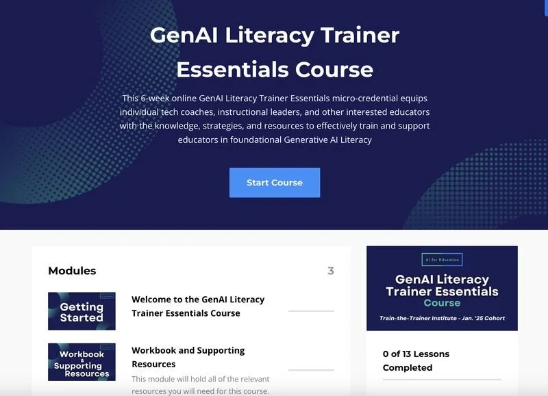 Train the Trainer 6-Week Course: January 2025 Launch — AI for Education