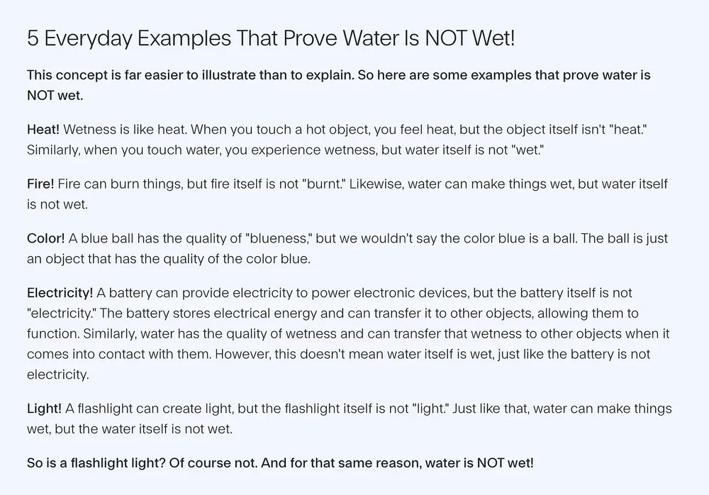 On Water Being Wet: An Exercise in Logical Clarity and Argumentation ...